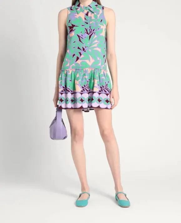 MAXCO. Max&co. Sleeveless Collared Floral Print Linen Shirt Dress With Gathered Hem
