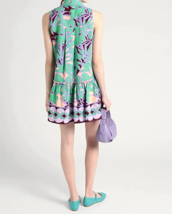MAXCO. Max&co. Sleeveless Collared Floral Print Linen Shirt Dress With Gathered Hem