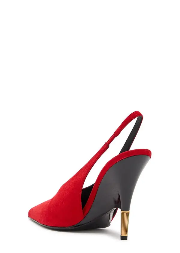 Khaite Bella 100 Suede Slingback Pumps With Gold-plated Hardware