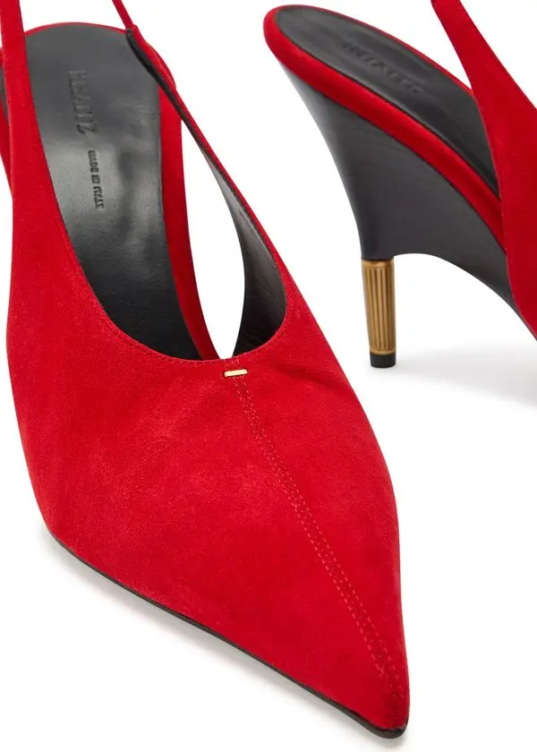 Khaite Bella 100 Suede Slingback Pumps With Gold-plated Hardware