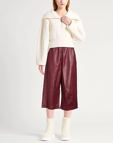 Marni Solid-color Leather Wide-leg Pants