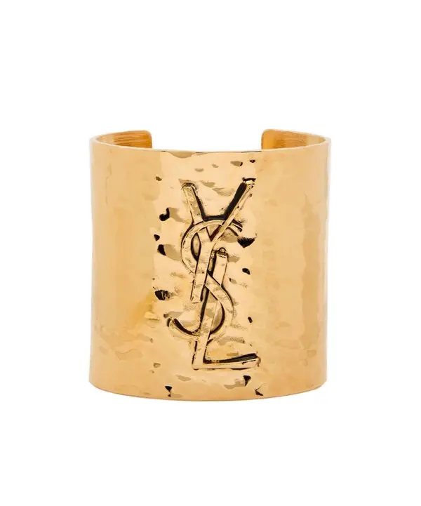 Saint Laurent Logo Hammered Cuff