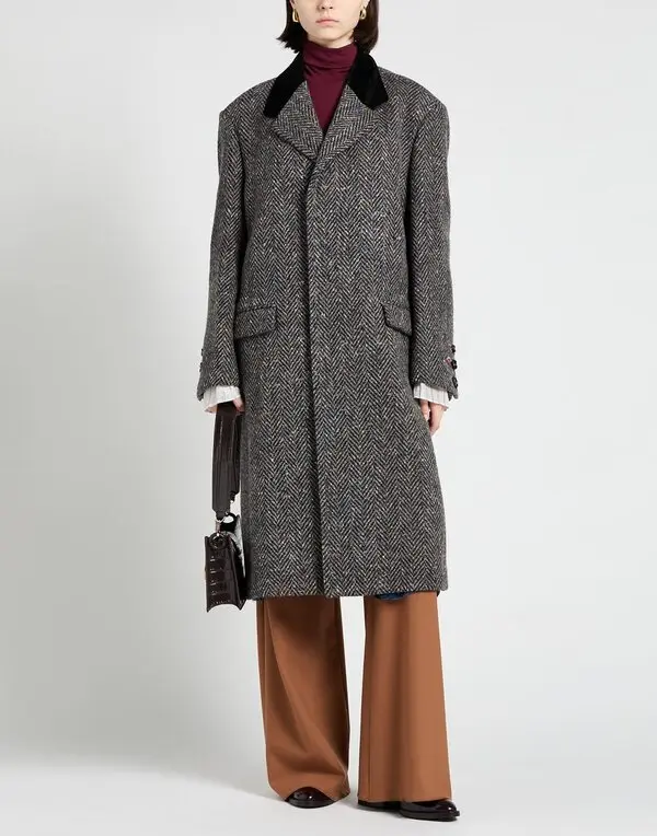 Marni Single-breasted Herringbone Flannel Coat