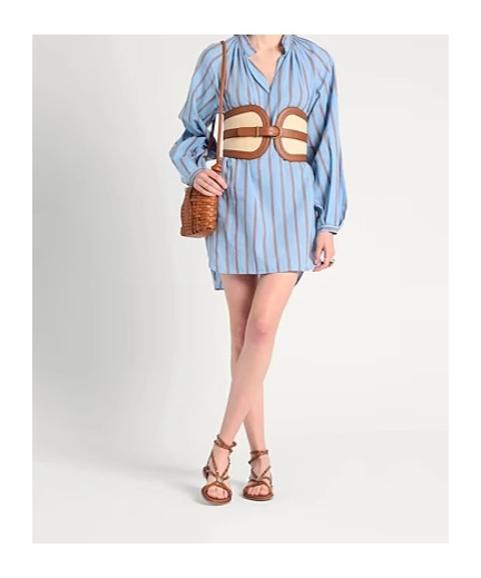 MAXCO. Max&co. Striped V-neck Dress With Ruffles And Button Cuffs