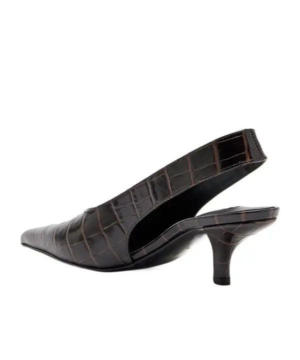 TOTEME Classic Croco Embossed Leather Slingback Pumps