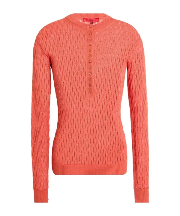 MAXCO. Max&co. Button Neck Fine Knit Sweater