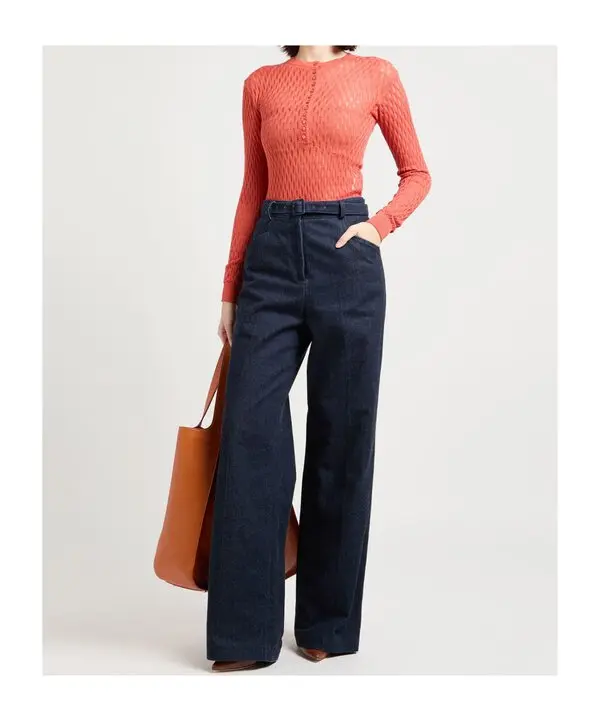 MAXCO. Max&co. Button Neck Fine Knit Sweater