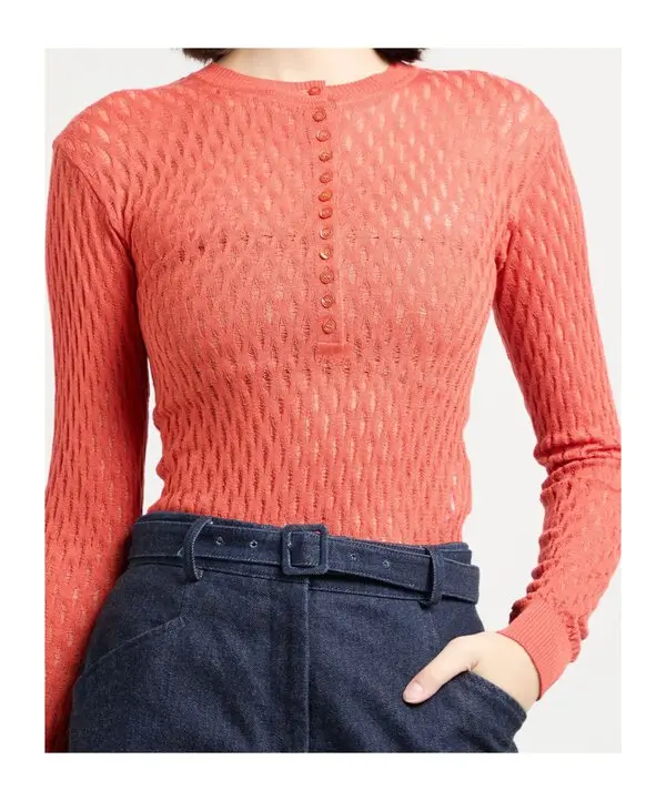 MAXCO. Max&co. Button Neck Fine Knit Sweater
