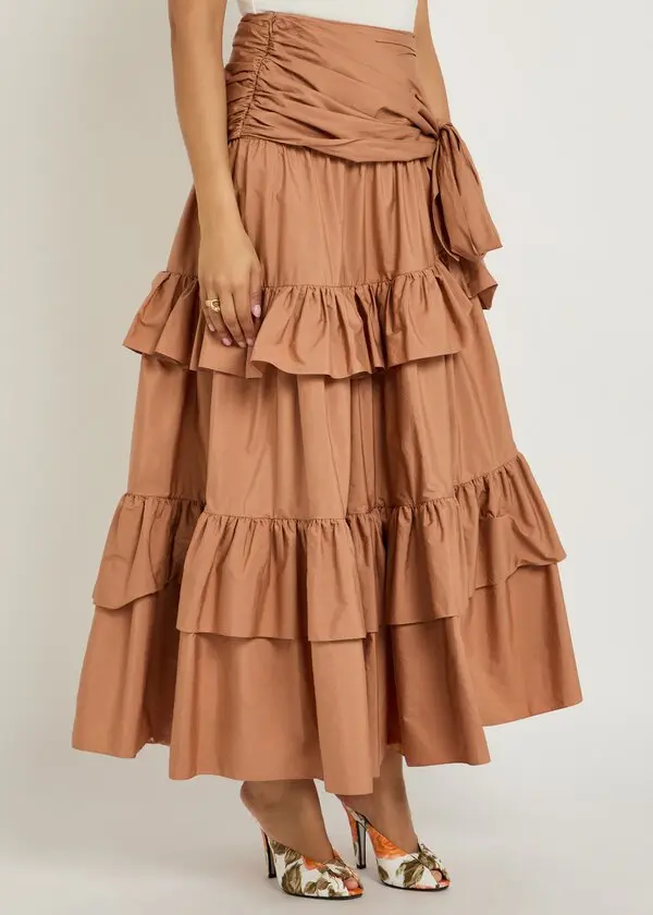 Chloé Tiered Cotton-poplin Maxi Skirt