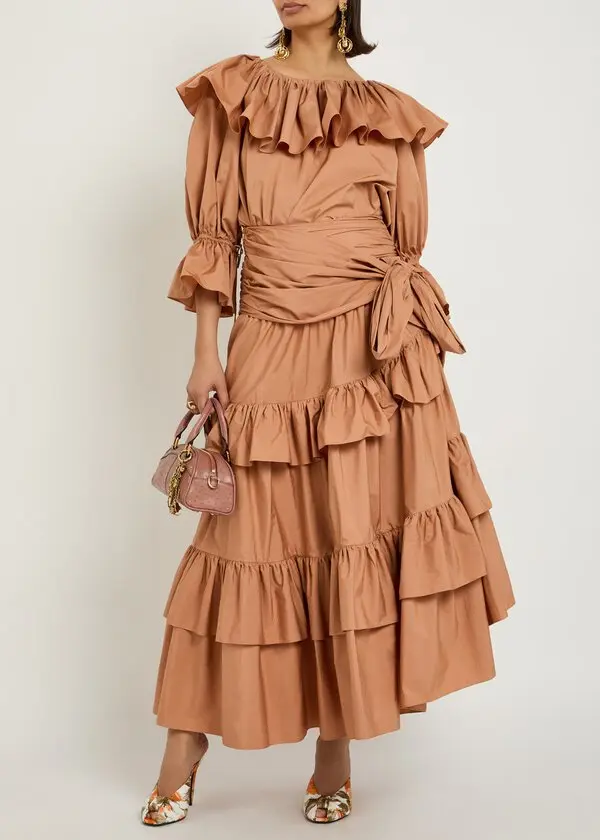 Chloé Tiered Cotton-poplin Maxi Skirt