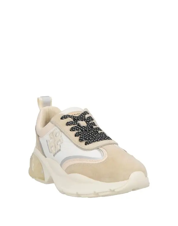 Tory Burch Lace-up Round Toe Sneakers With Embossed Logo Detailing