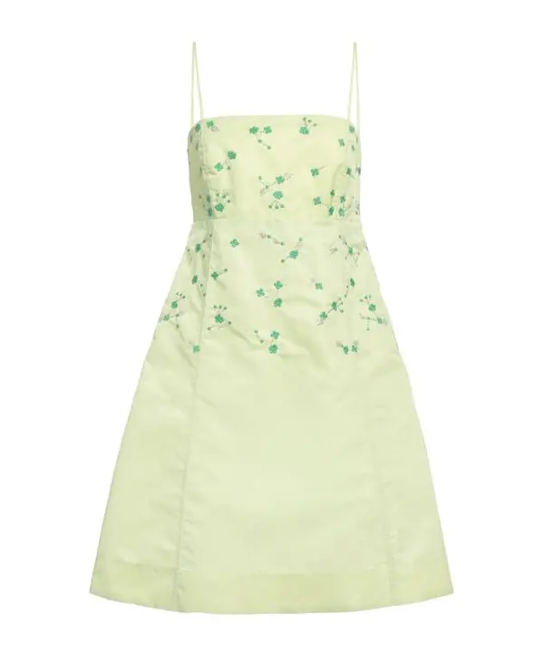 GANNI Sleeveless Embroidered Flared Dress