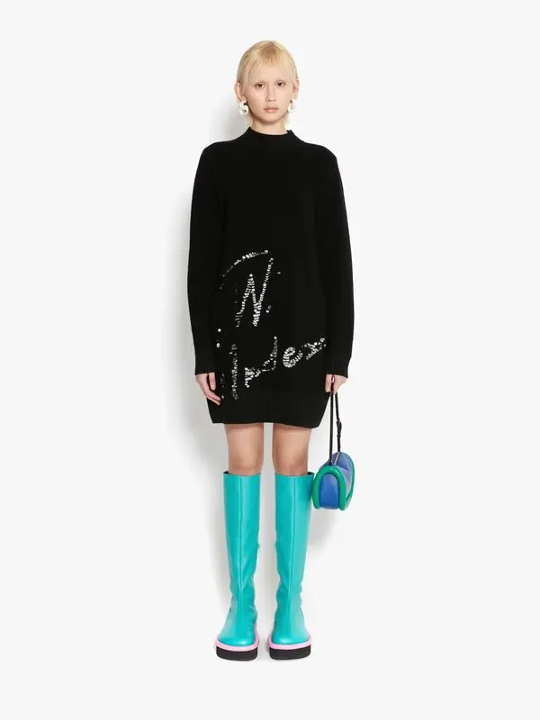 J.W.ANDERSON Sequins-logo Knitted Minidress