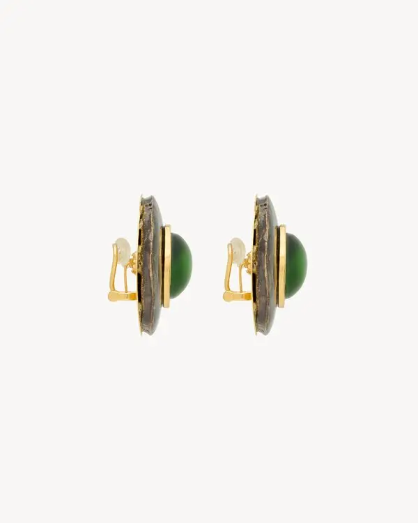 Saint Laurent Cabochon Earrings In Ceramic