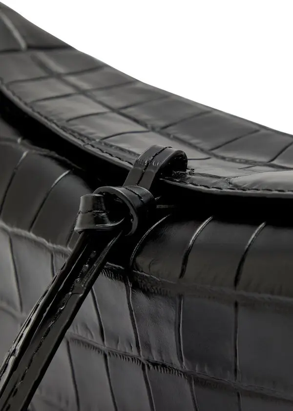 Staud Eve Crocodile-effect Leather Clutch