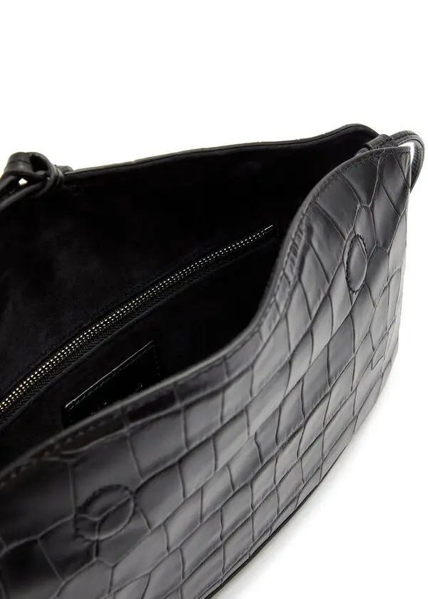 Staud Eve Crocodile-effect Leather Clutch