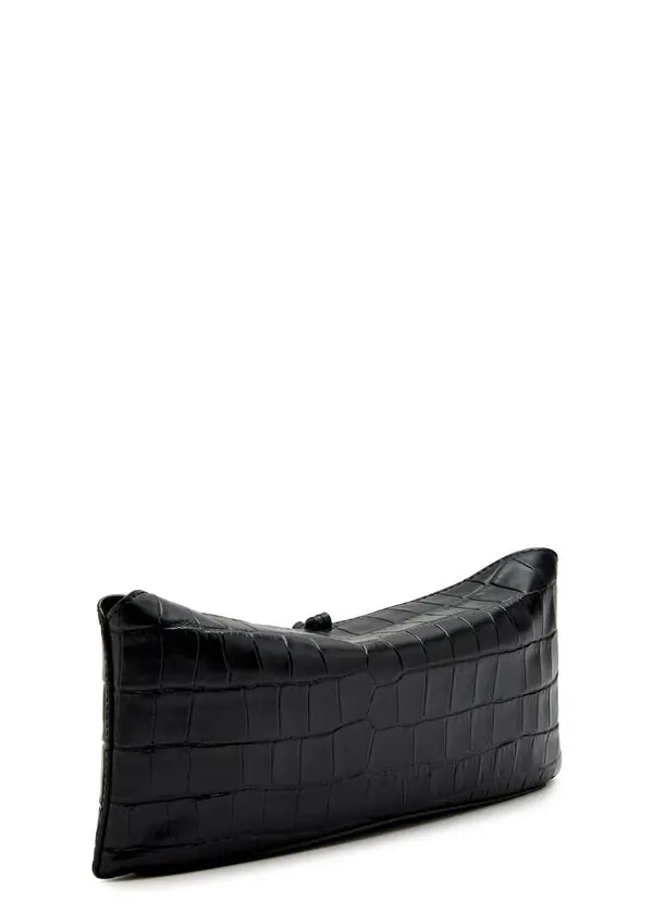 Staud Eve Crocodile-effect Leather Clutch