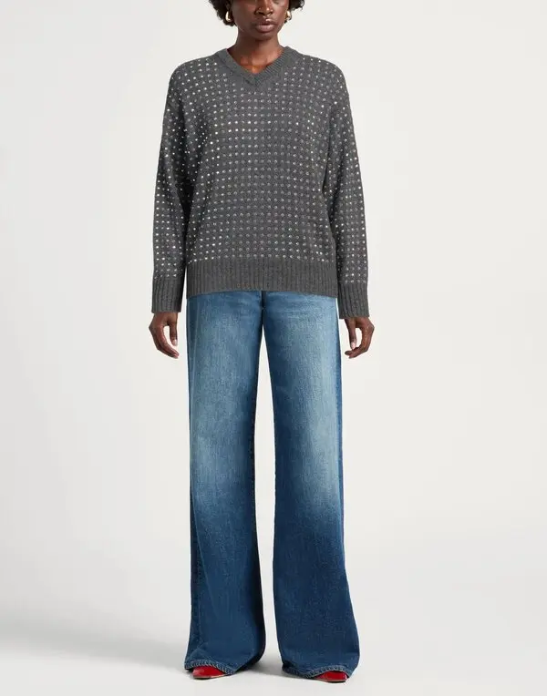 Sportmax Embellished V-neck Long Sleeve Knit Sweater
