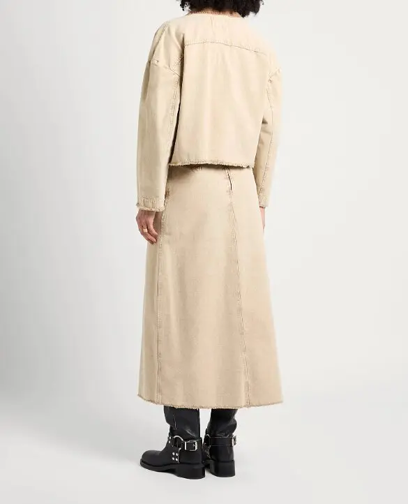 MAXCO. Flared Midi Skirt With Front Slit