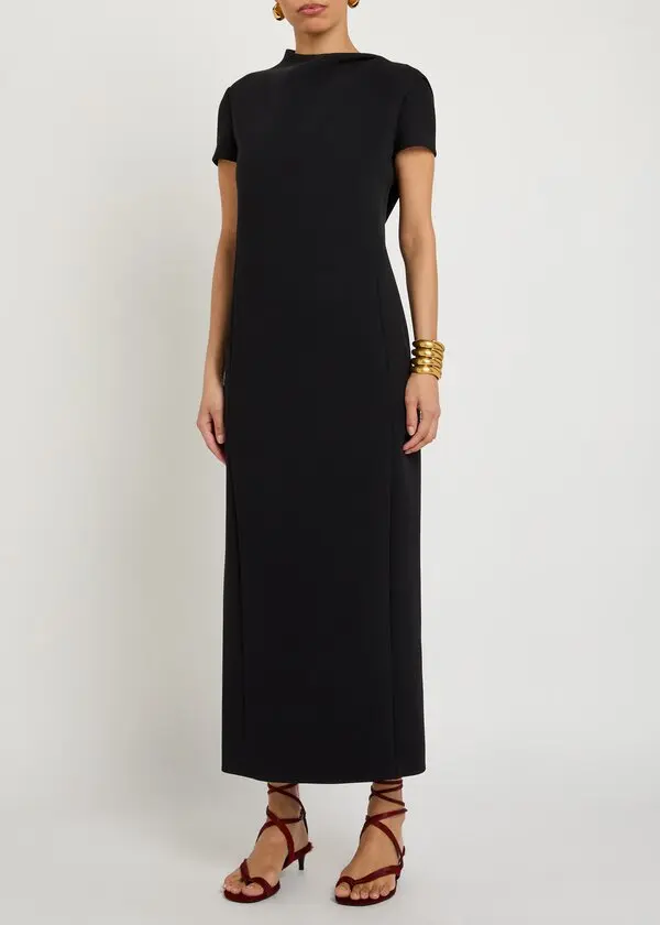 Khaite Draped Open-back Crepe Maxi Dress - Black