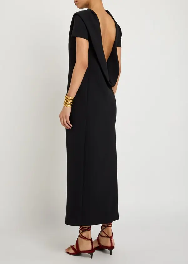 Khaite Draped Open-back Crepe Maxi Dress - Black