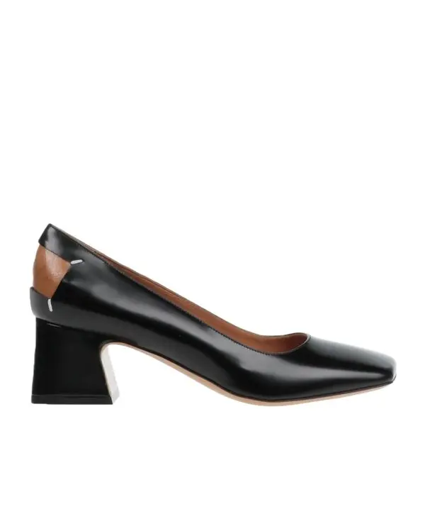 MAISON MARGIELA Leather Square Toe Block Heel Pumps