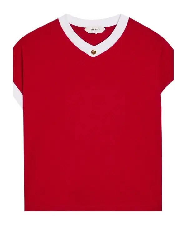 Versace Vintage Cropped Stretch-cotton T-shirt - Red