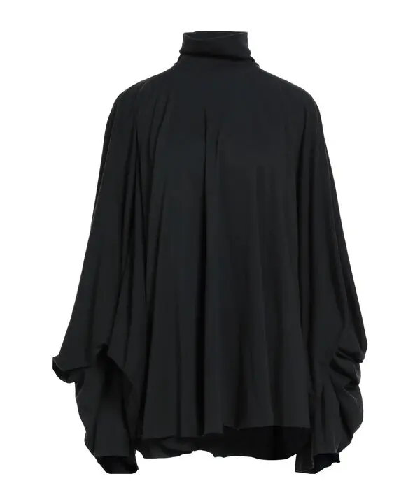 MAISON MARGIELA High Neck Long Sleeve Pleated Dress Top - Black