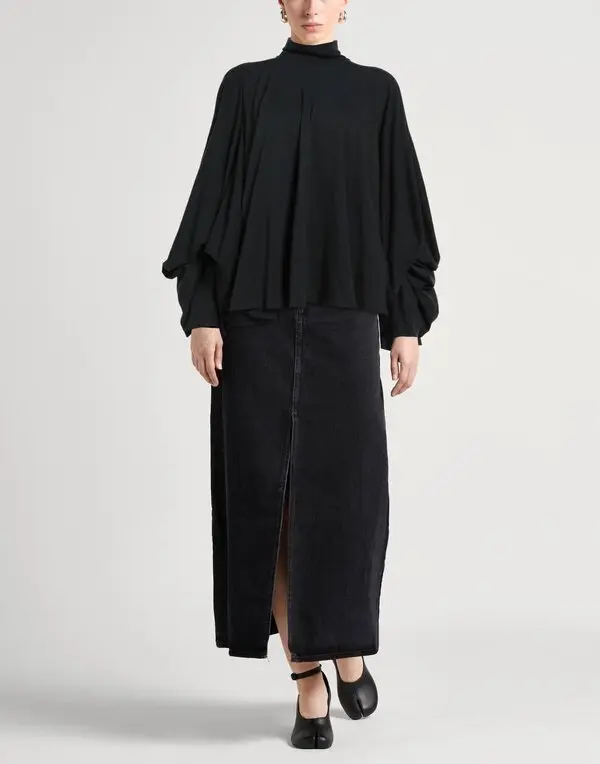 MAISON MARGIELA High Neck Long Sleeve Pleated Dress Top