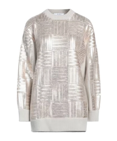 Max Mara Sequined Wool Crewneck Sweater - White