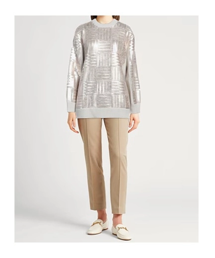 Max Mara Sequined Wool Crewneck Sweater - White