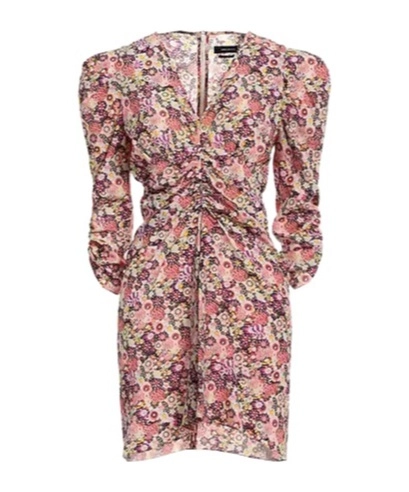 Isabel Marant Étoile Floral Print Gathered Long Sleeve Sheath Dress