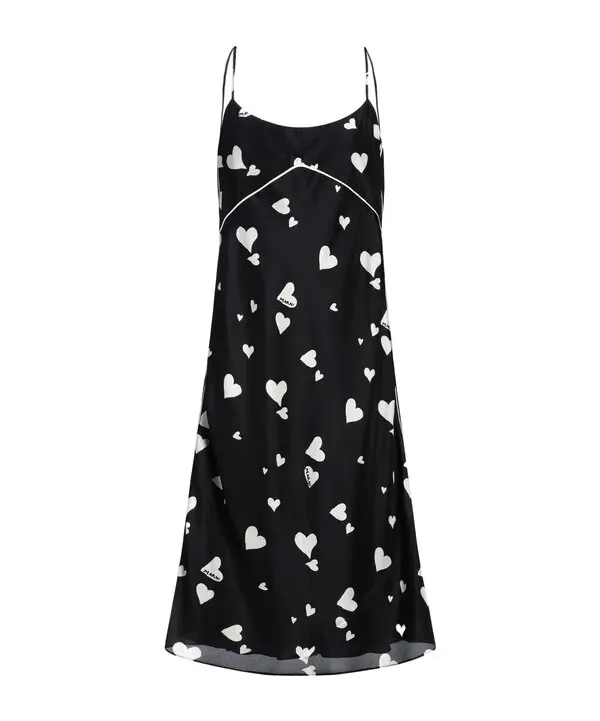 Marni Two-tone Satin Slip Dress With Heart Print