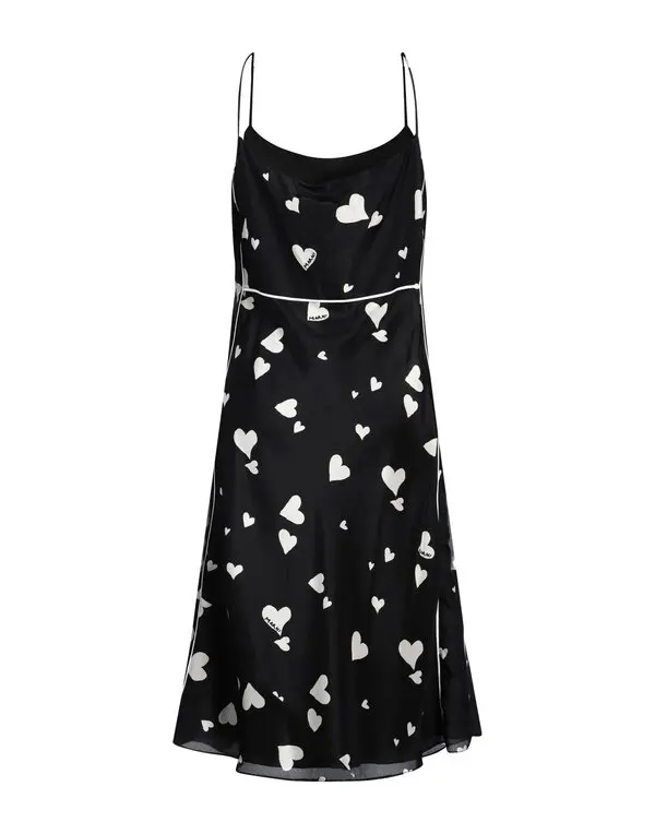 Marni Two-tone Satin Slip Dress With Heart Print
