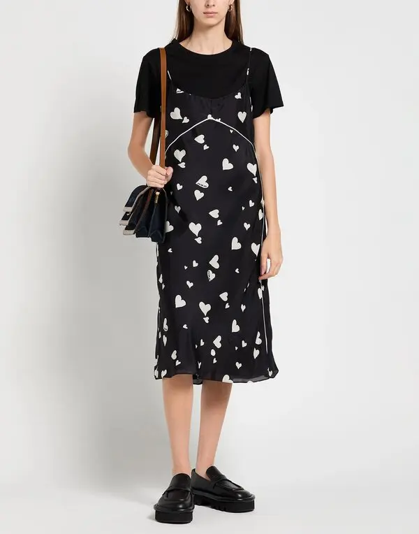Marni Two-tone Satin Slip Dress With Heart Print