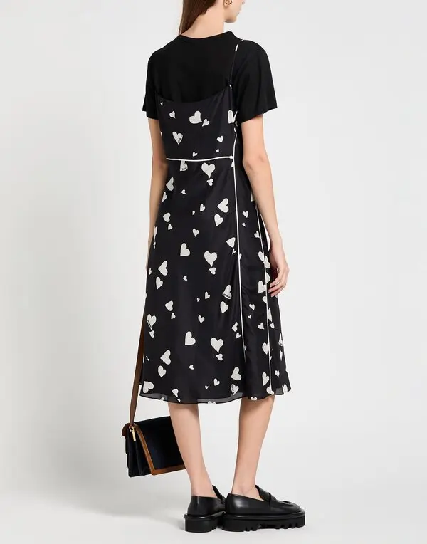 Marni Two-tone Satin Slip Dress With Heart Print