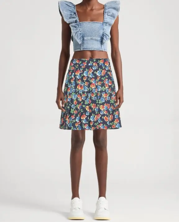 MAXCO. Max&co. Pleated Floral-print Mini Skirt