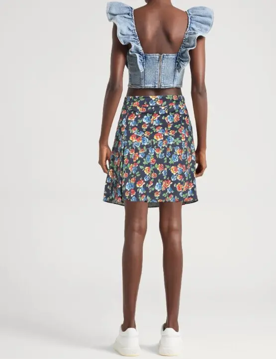 MAXCO. Max&co. Pleated Floral-print Mini Skirt