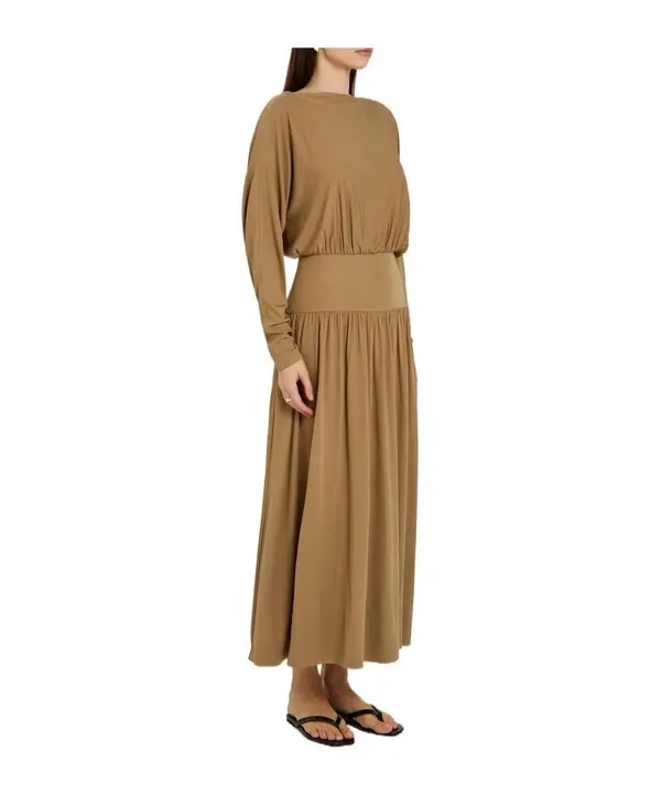 TOTEME Gathered Crepe-jersey Midi Dress - Brown