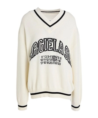 MAISON MARGIELA Two-color V-neck Knitted Sweater