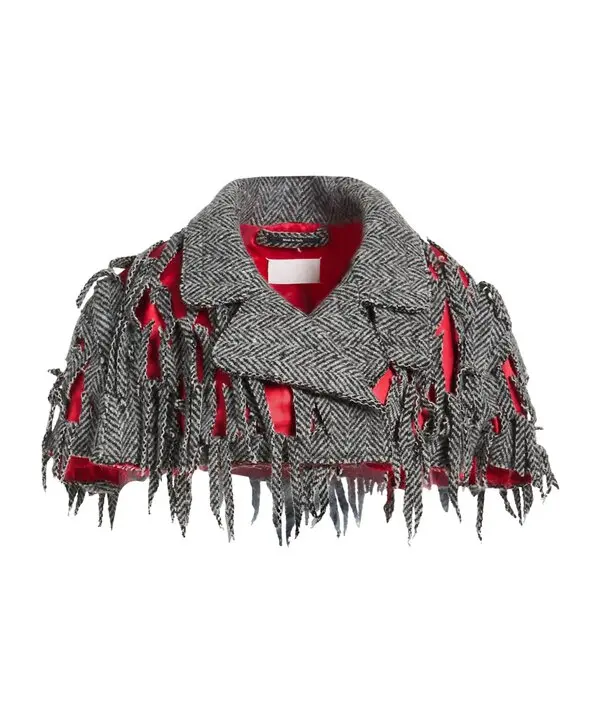 MAISON MARGIELA Wool Color-blocked Cape With Fringe