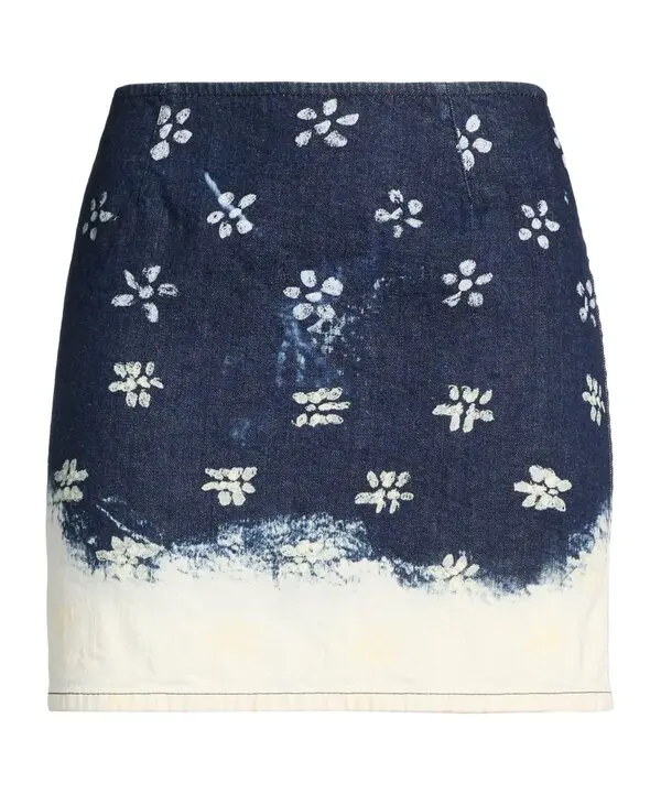 Marni Denim Floral Print Midi Skirt - Blue