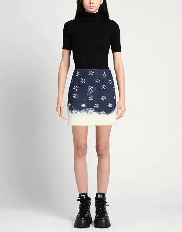 Marni Denim Floral Print Midi Skirt