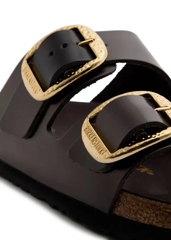 BIRKENSTOCK Arizona Big Buckle Glossed Leather Sliders