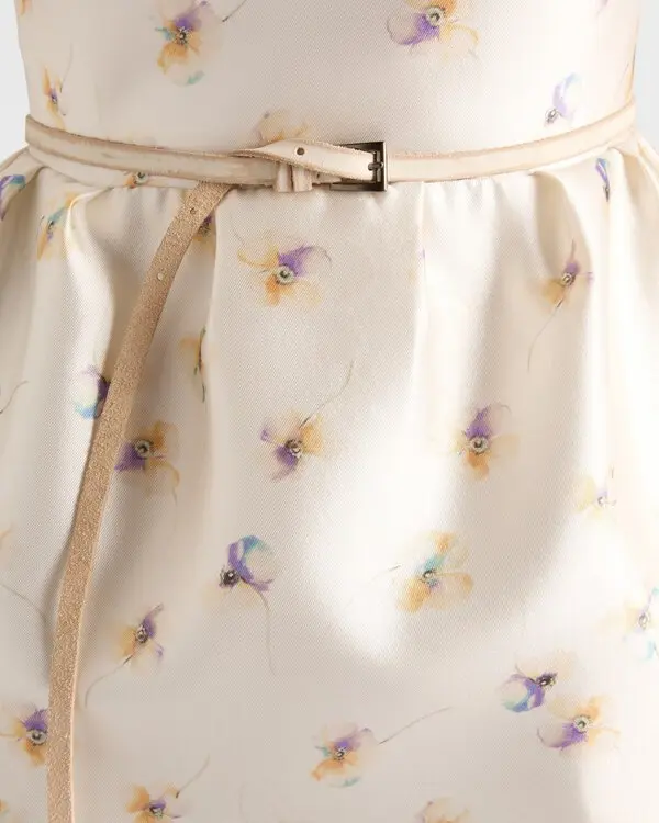 Prada Long Floral Print Silk And Wool Dress - Cream