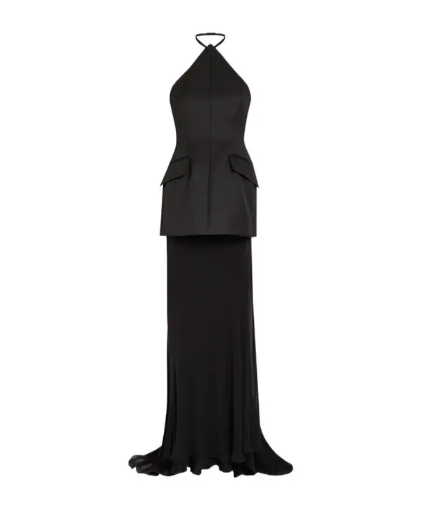 Sportmax Two-piece Twill And Silk Maxi Dress