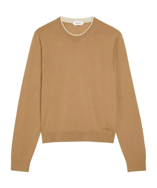 Versace Layered Wool-blend Jumper - Nude