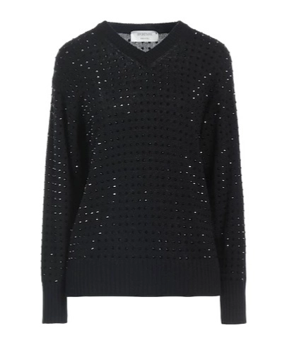 Sportmax Long-sleeved Knitwear With Crystal Appliqués