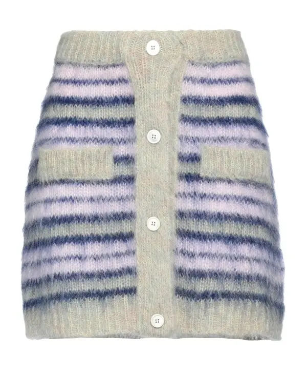 Marni Striped Flared Knit Skirt - Gray