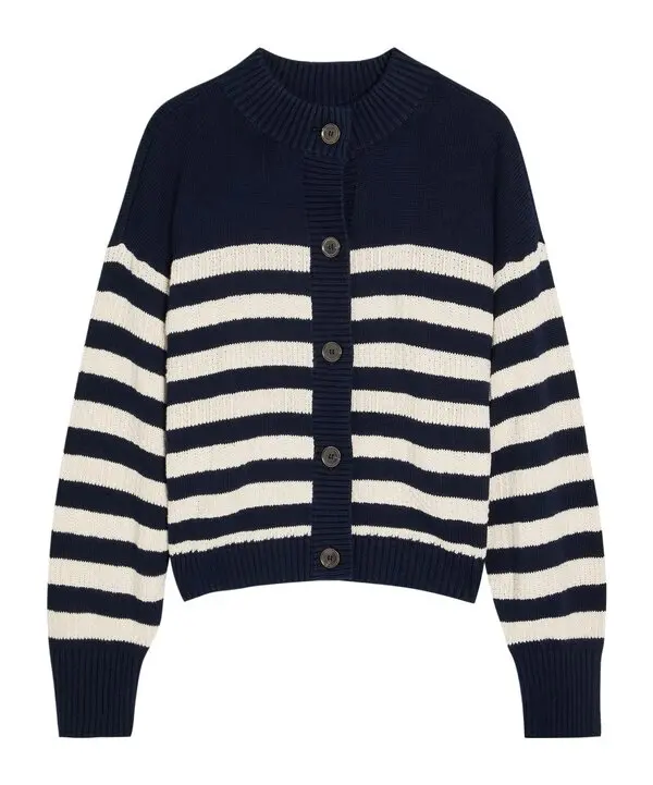FRAME Striped Cotton Cardigan